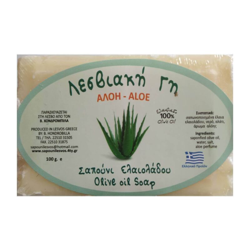 Παραδοσιακό Σαπούνι Ελαιολάδου με Άρωμα Αλόη, Λεσβιακή Γη, 100γρ ...